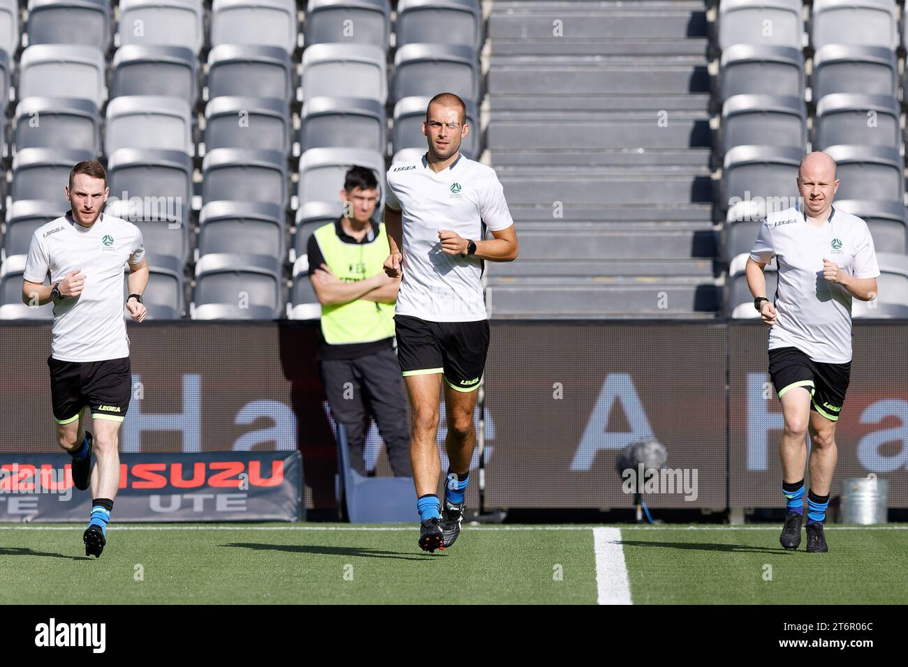 Match referees warm up before the A-League Men Rd4 between the ...