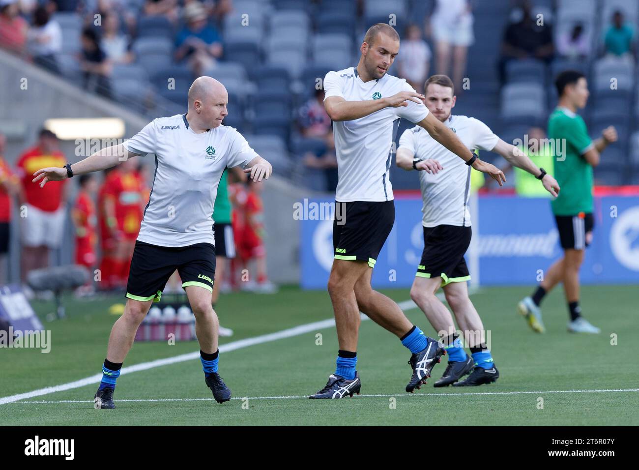 Match referees warm up before the A-League Men Rd4 between the ...