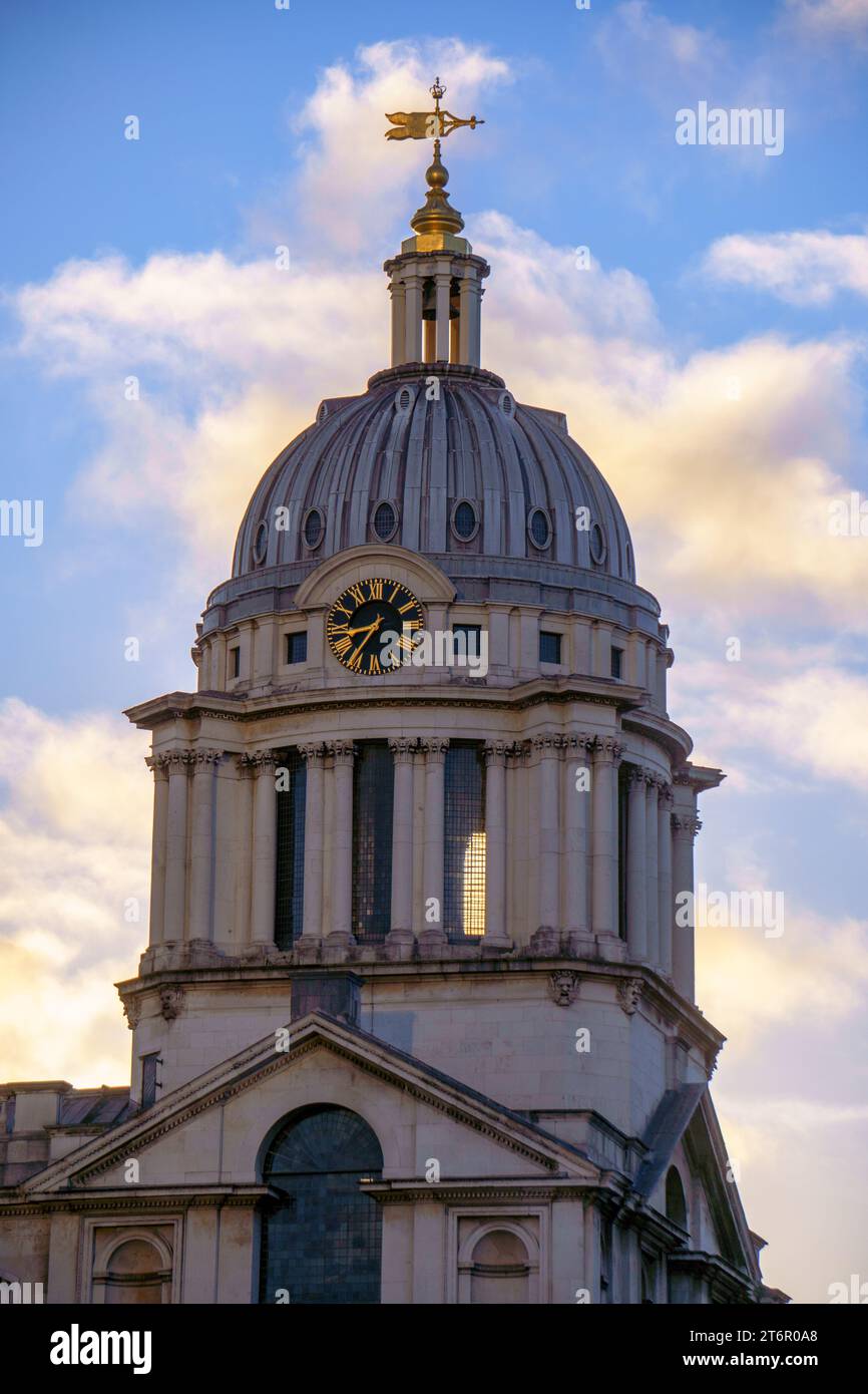 A vertical shot of the historic Greenwich University tower at sunset ...