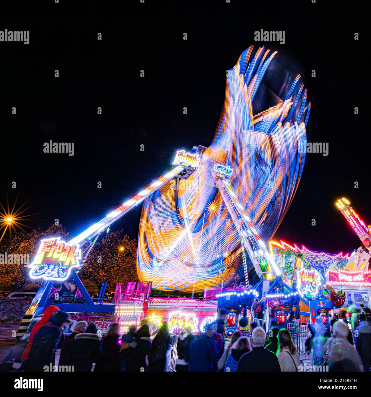 France, Dijon, 2023-11-11. Funfair next to the gastronomic fair ...