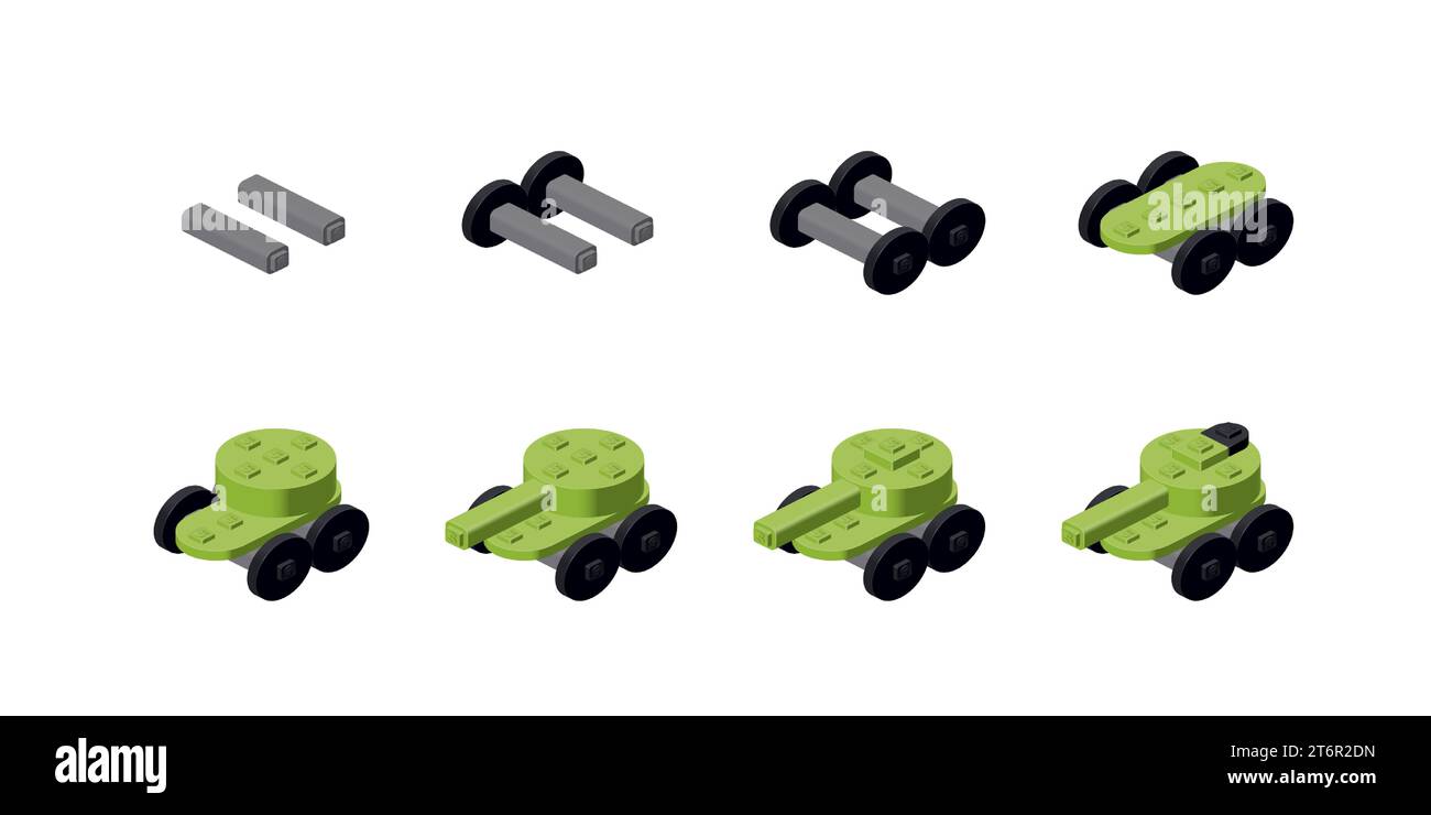step-by-step instructions for assembling a tank from blocks. Vector ... step-by-step instructions for assembling a tank from blocks. Vector ...