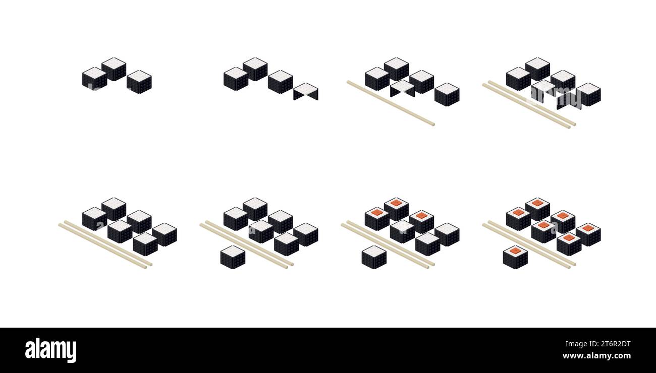 step-by-step instructions for assembling a sushi set from bricks. Vector Stock Vector Image ...
