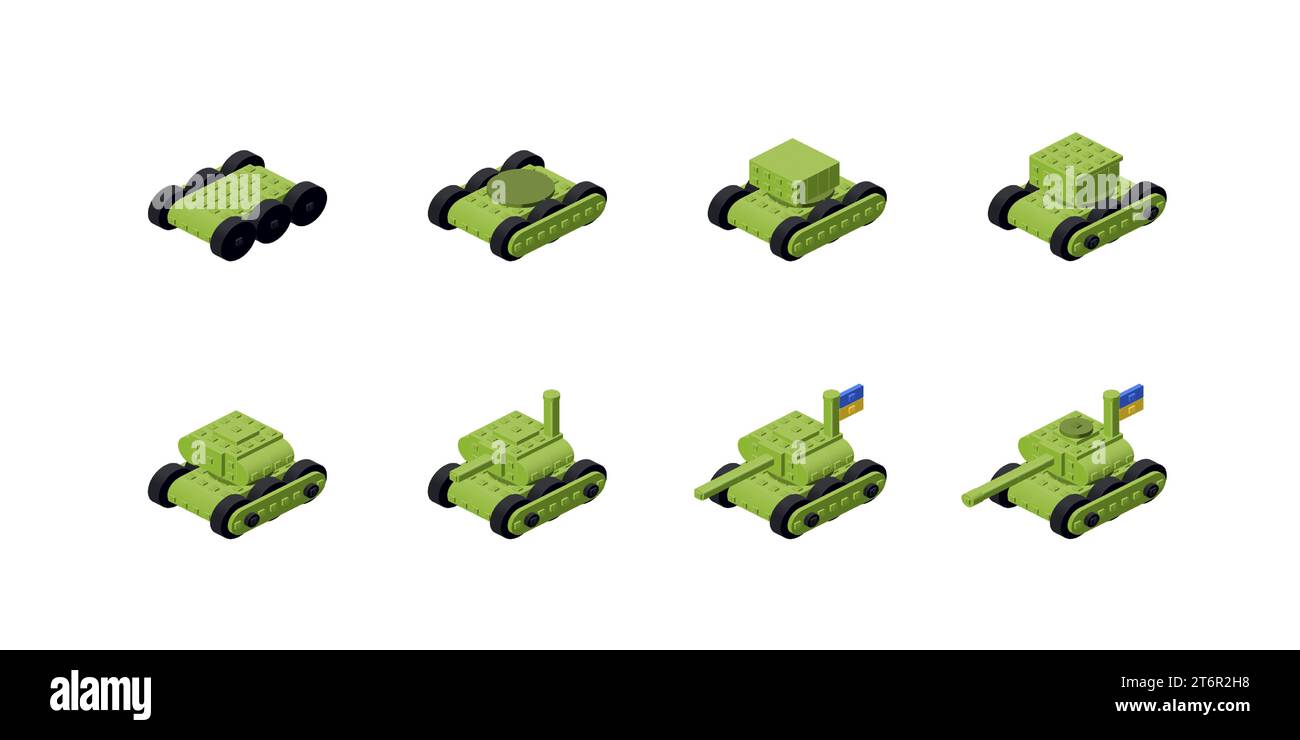 step-by-step instructions for assembling a tank from bricks. Vector. Vector Stock Vector Image ...