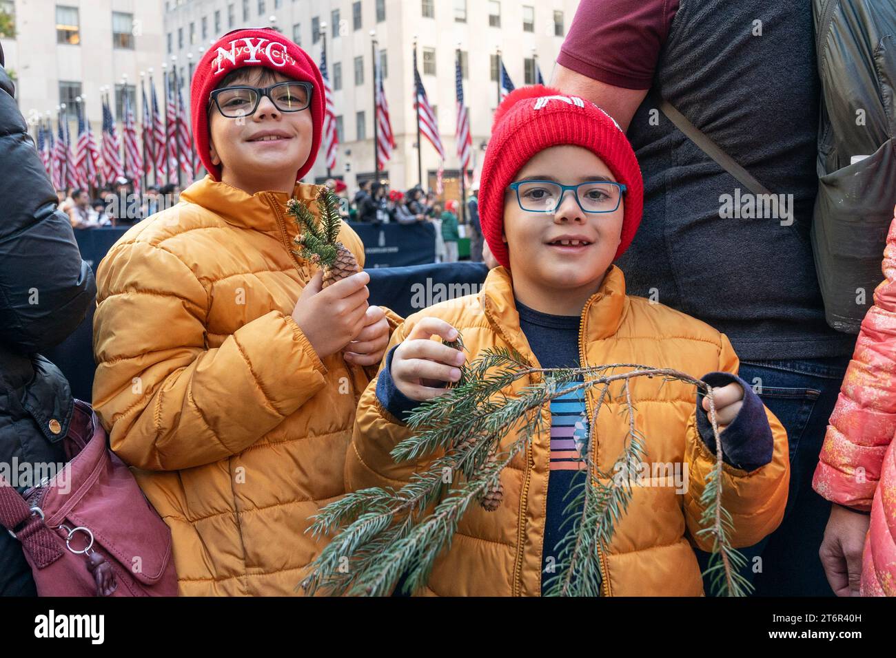 Young visitors from Hampton, New Hempshire pse with branches of The ...