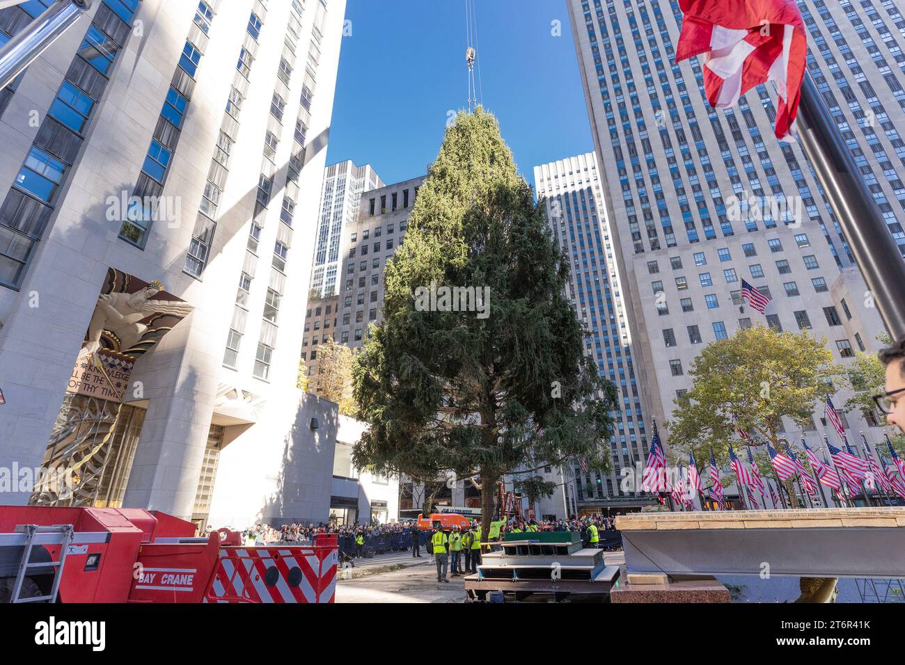 The Rockefeller Center Christmas Tree arrived on the Rockefeller Plaza ...