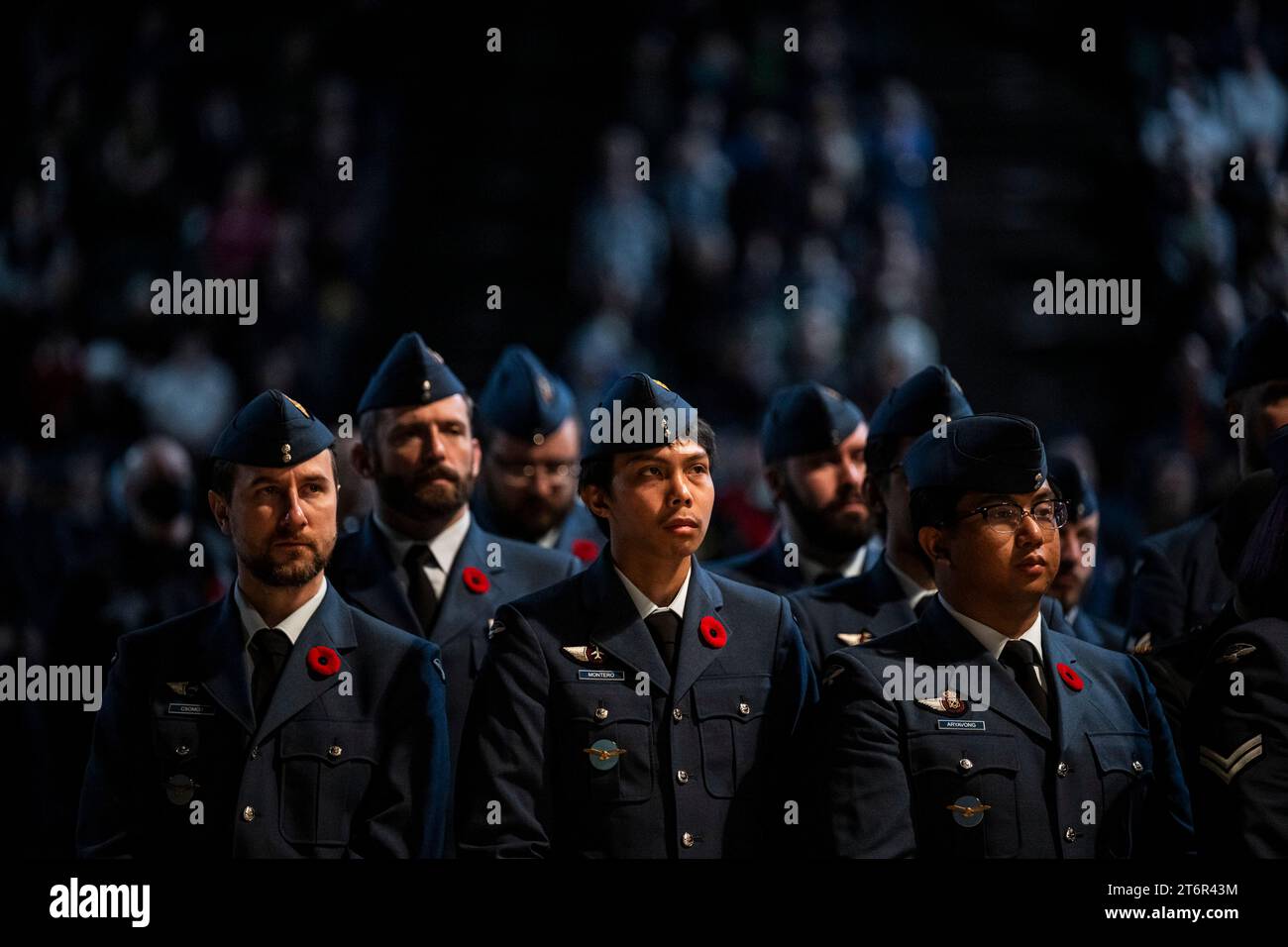 Members of the Royal Canadian Air Force (RCAF) look on during ...