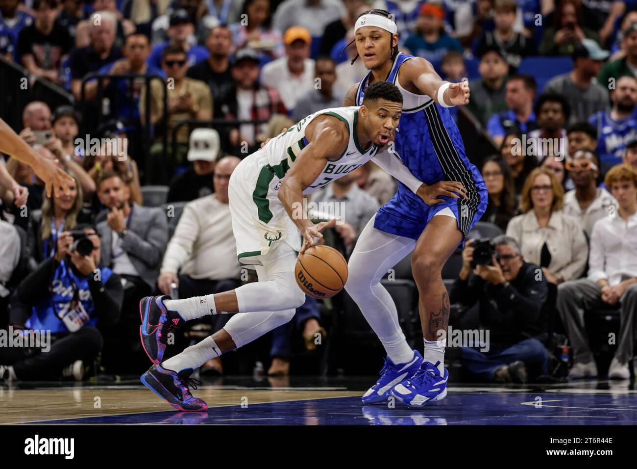 Milwaukee Bucks forward MarJon Beauchamp, left, drives against Orlando ...