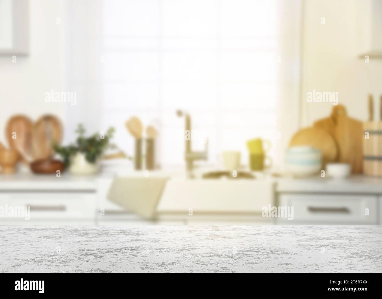 Empty textured table in kitchen, space for design Stock Photo - Alamy