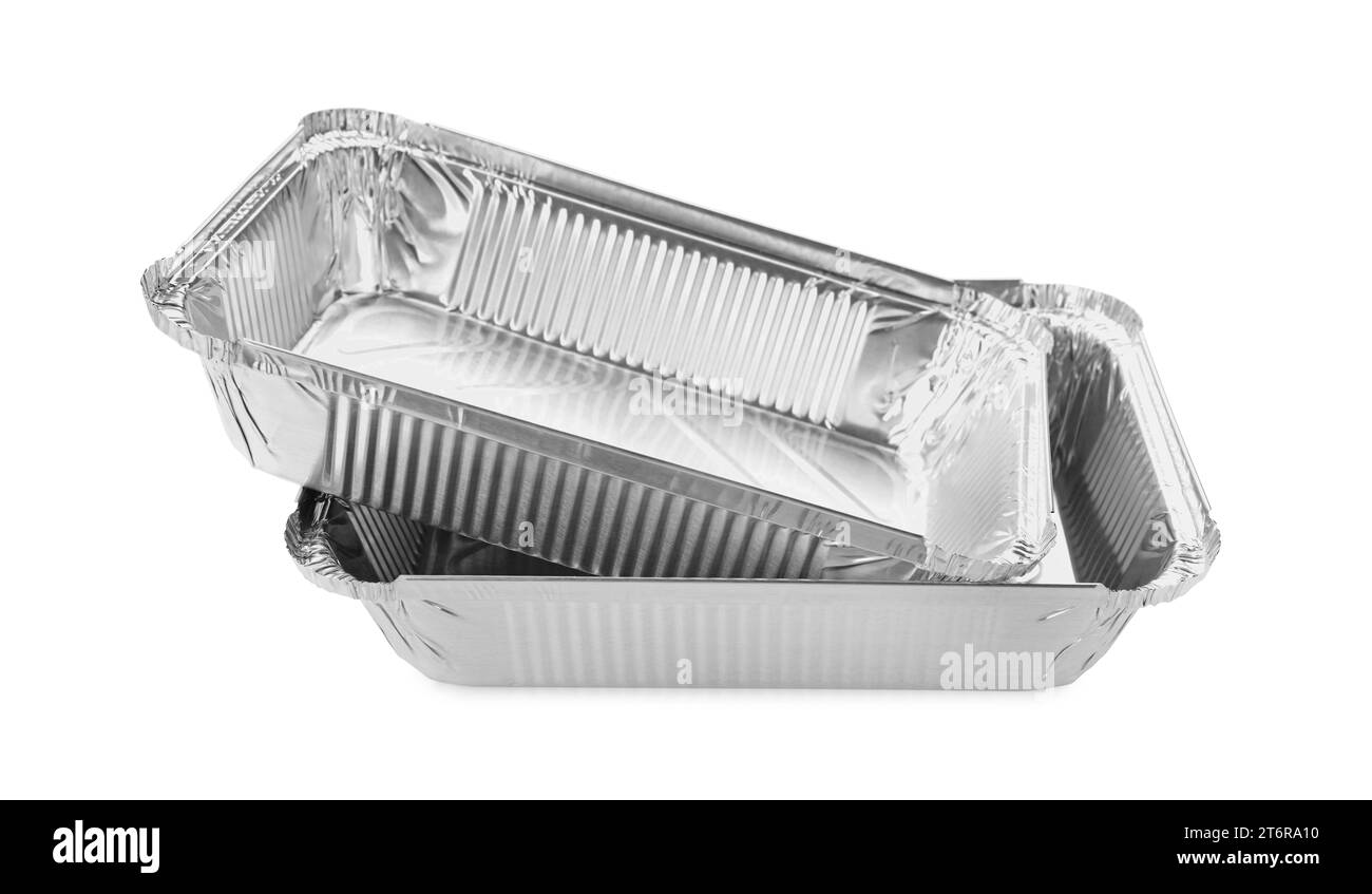 Two aluminum foil containers isolated on white Stock Photo - Alamy