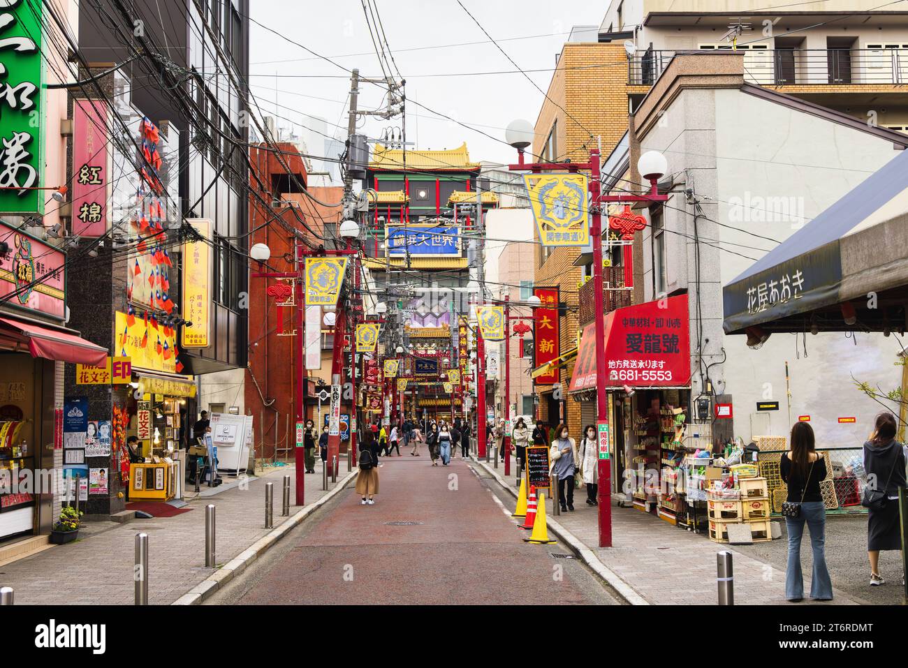 Yokohama, Japan - April 12, 2023: colorful street in Yokohama Chinatown ...