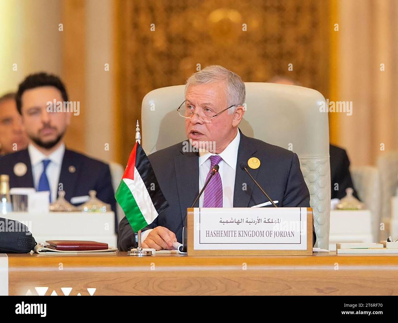 Jordan's King Abdullah II is seen during an emergency meeting of the ...