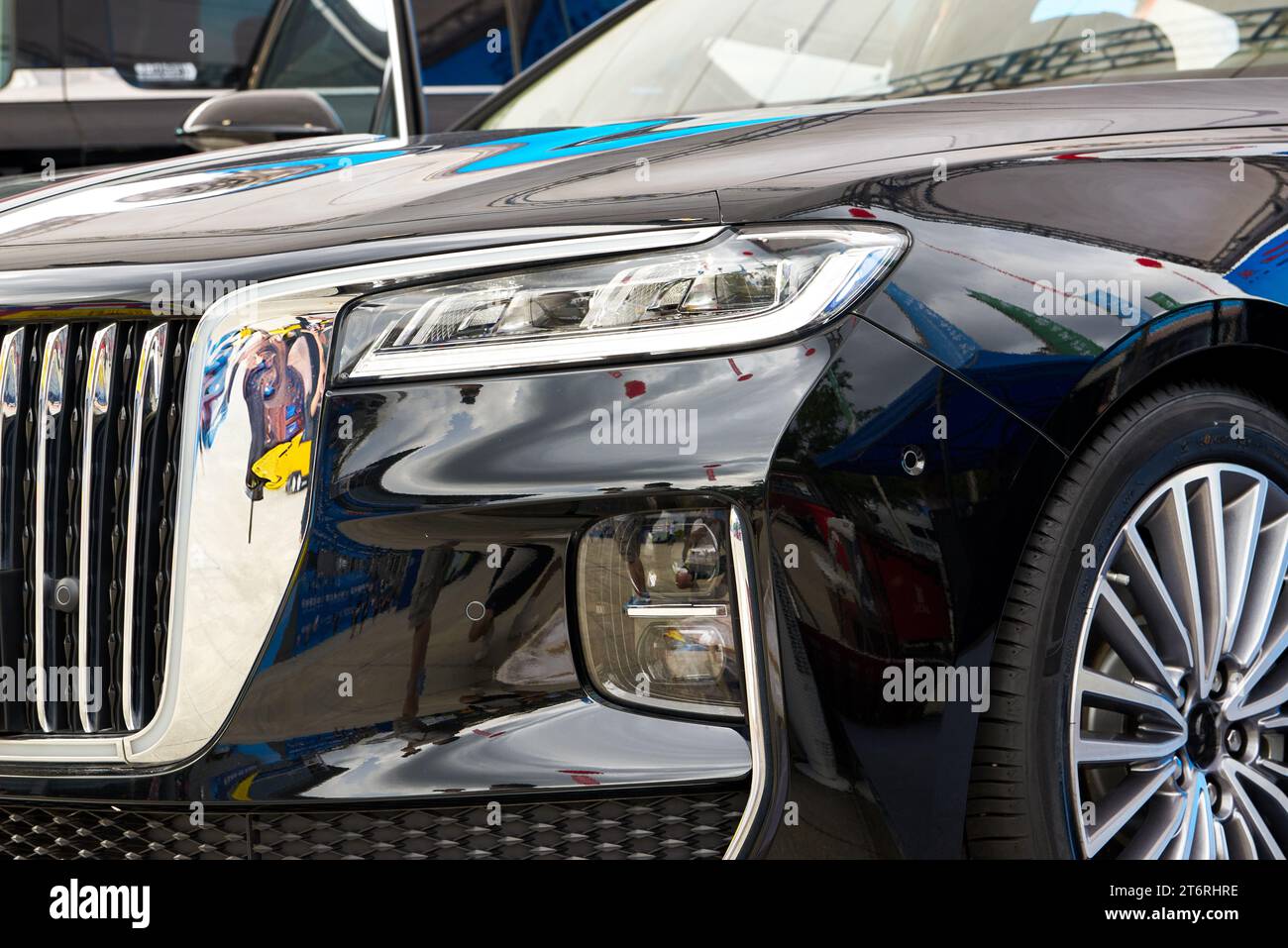 Close-up of beautifully designed headlights of modern cars Stock Photo ...