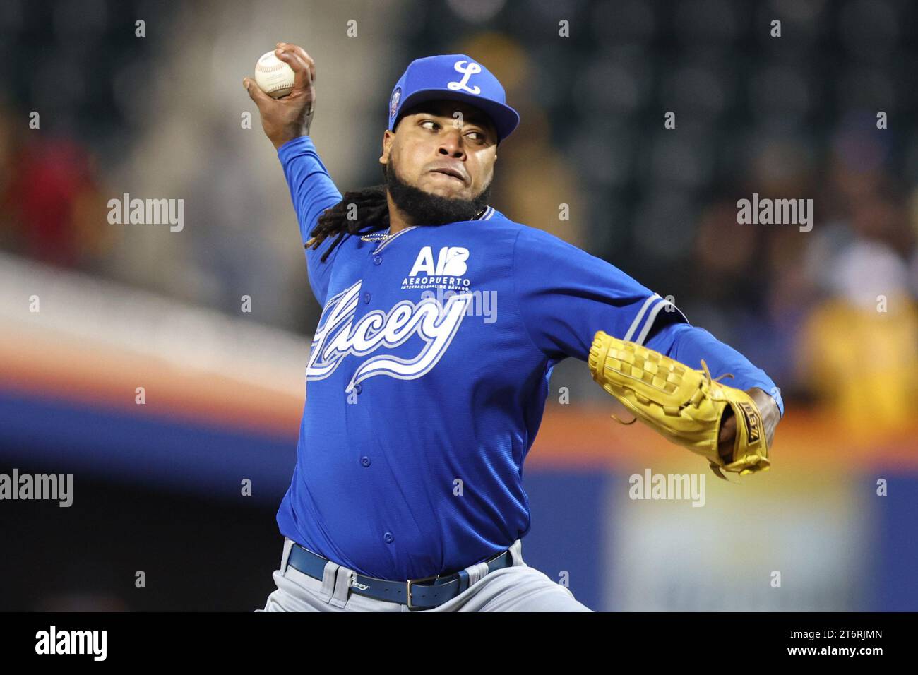 Los Tigres del Licey pitcher José Valdez (60) throws during the eighth ...
