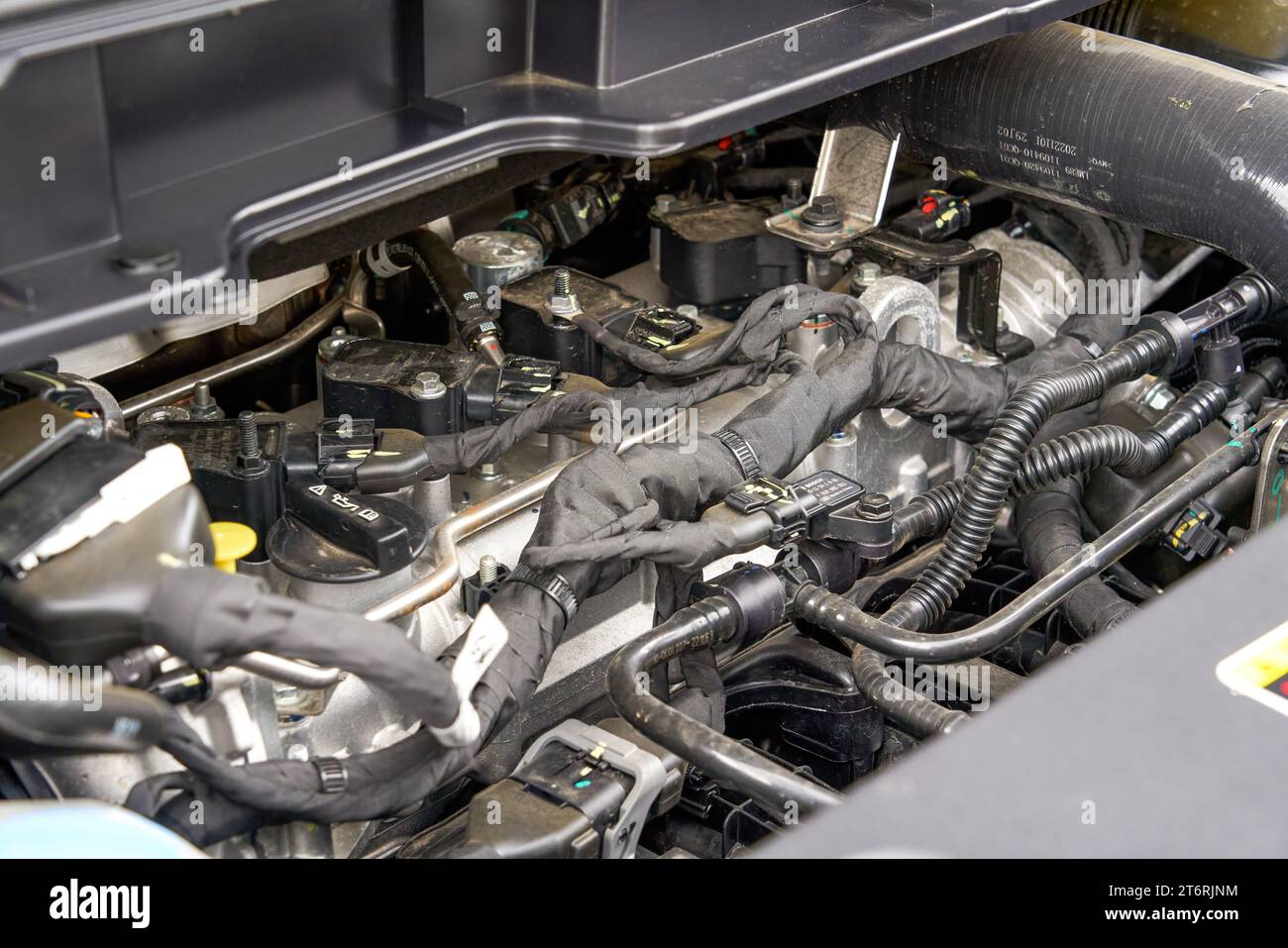 Luxury car engine compartment close-up Stock Photo - Alamy