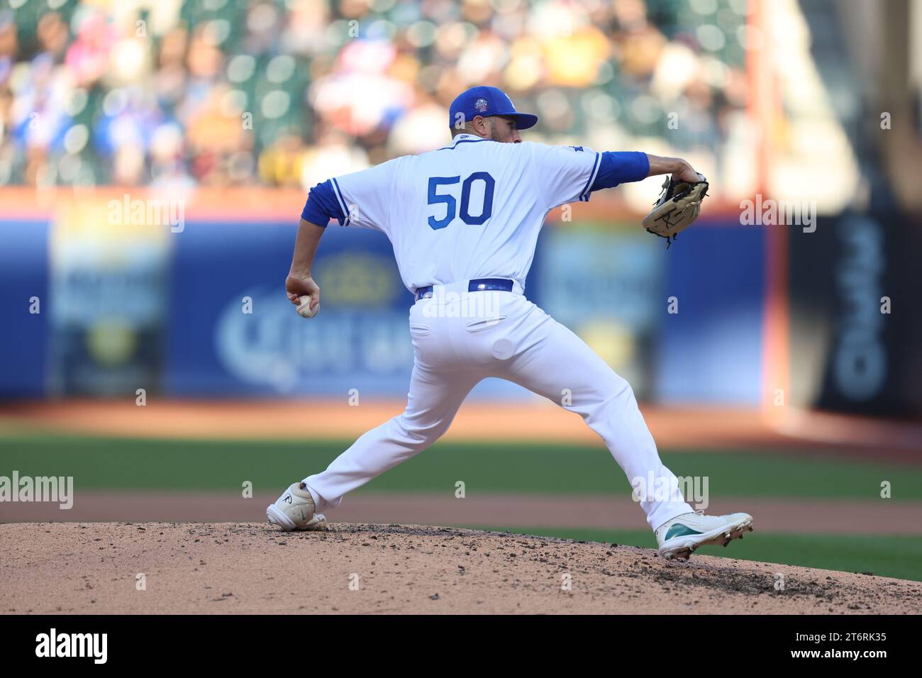 Los Tigres del Licey relief pitcher Steve Moyers (50) throws during the ...