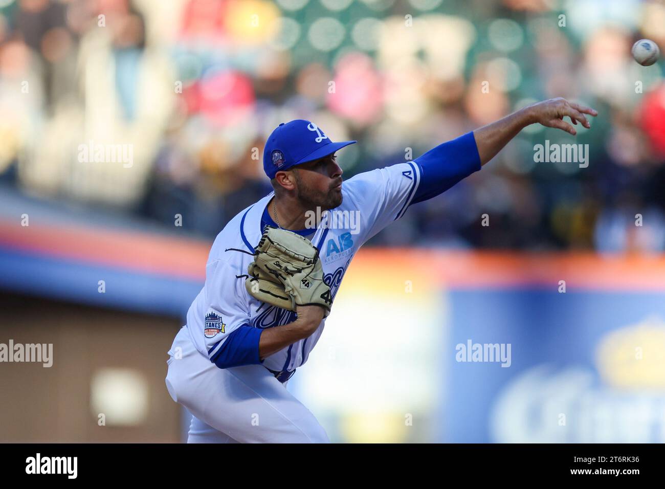 Los Tigres del Licey relief pitcher Steve Moyers (50) throws during the ...
