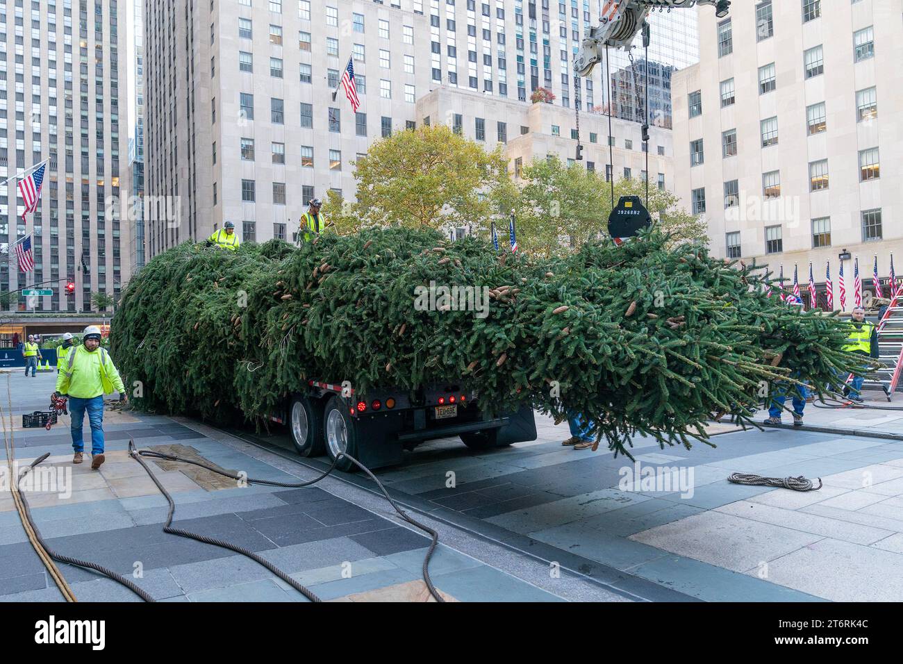 The Rockefeller Center Christmas Tree arrived on the Rockefeller Plaza ...