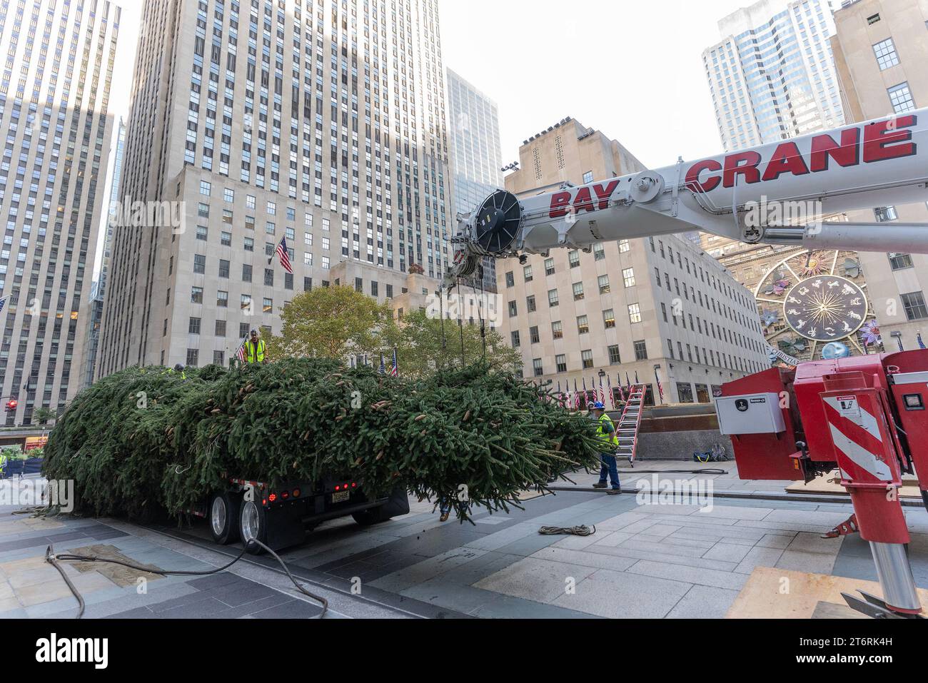 The Rockefeller Center Christmas Tree arrived on the Rockefeller Plaza ...