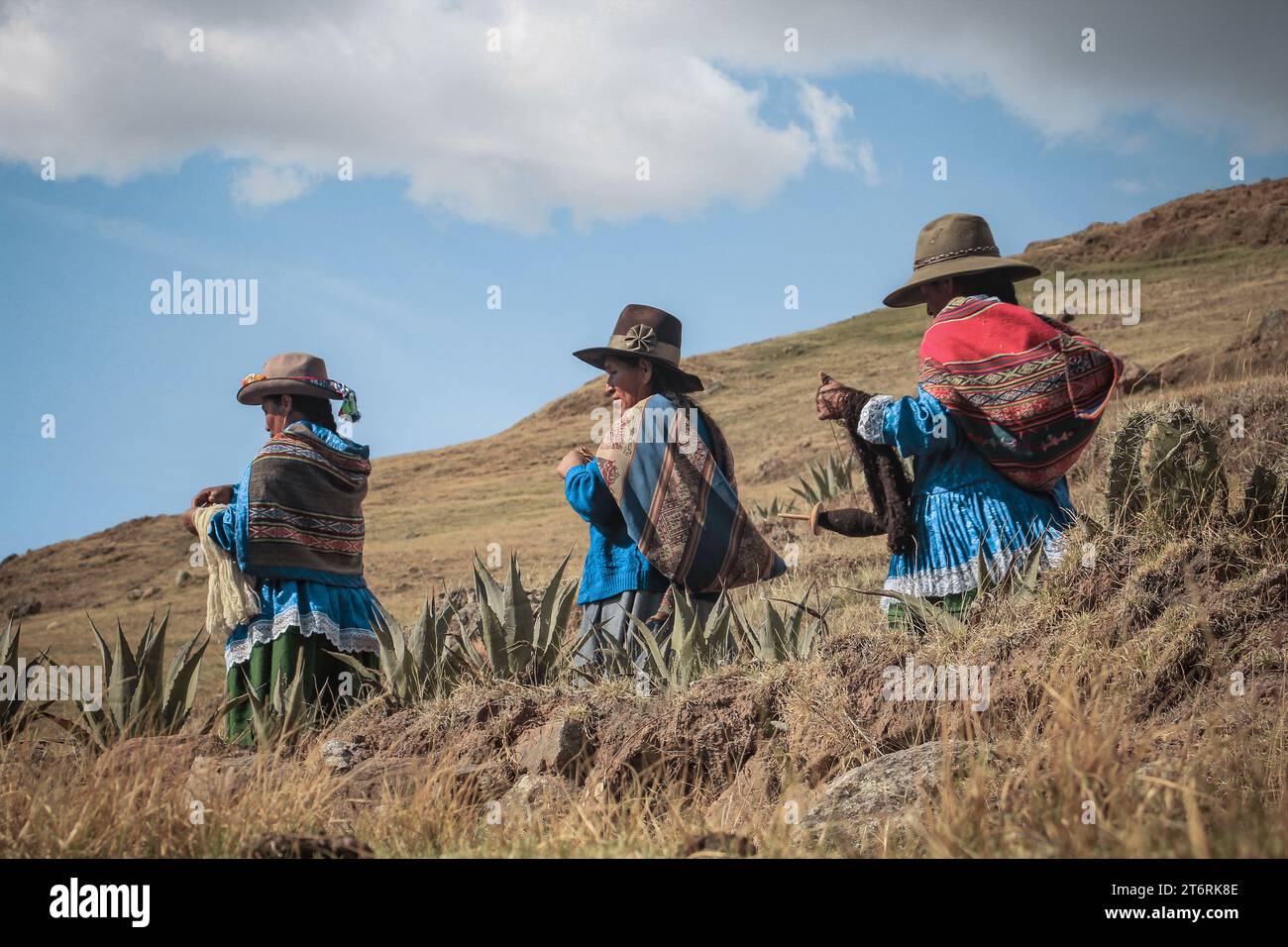 Peruvian women walking Stock Photo - Alamy