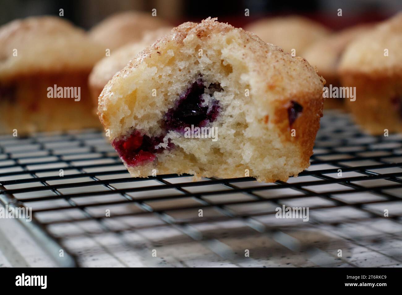 Close up of a blueberry muffin with a bite taken out of it Stock Photo ...