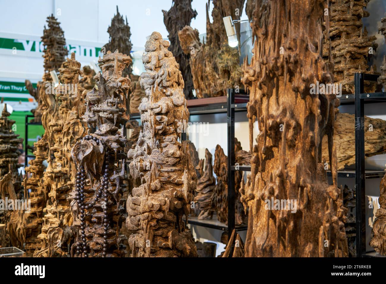 Southeast Asian traditional handicraft tree root carving close-up Stock ...