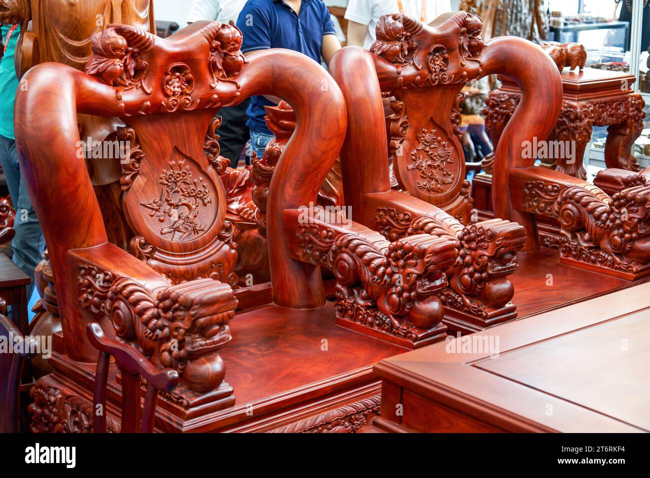 Chinese traditional mahogany furniture complete set of chairs Stock ...