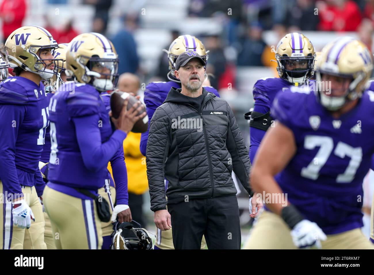 SEATTLE, WA - November 11: Washington offensive coordinator Ryan Grubb ...