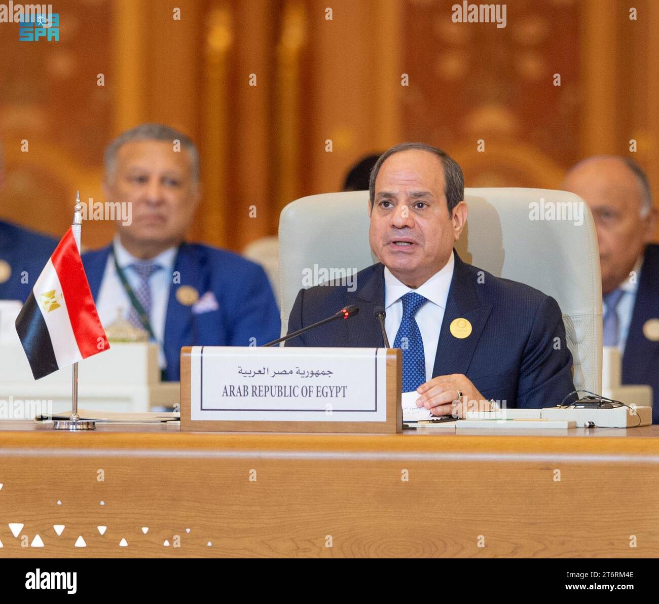 (231112) -- RIYADH, Nov. 12, 2023 (Xinhua) -- Egyptian President Abdel ...