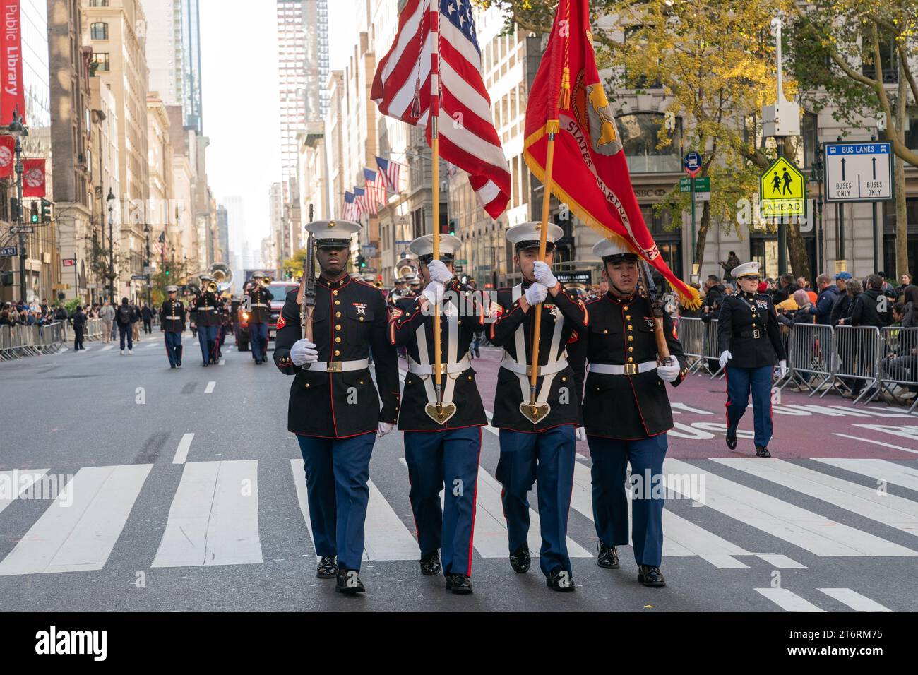 Members of Marine Corps marches during 104th annual Veterans Day Parade ...