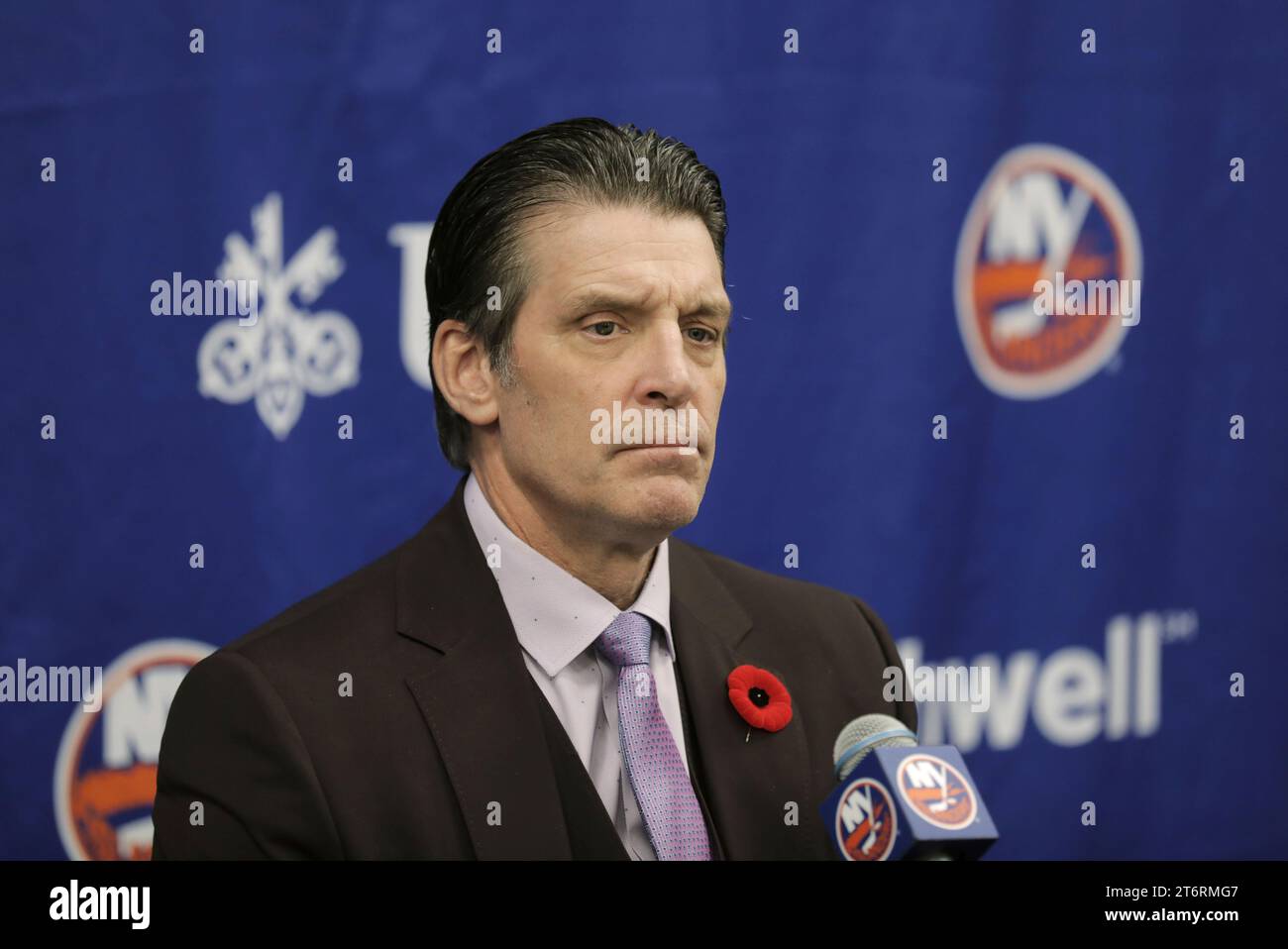 New York Islanders head coach Lane Lambert addresses the media after ...