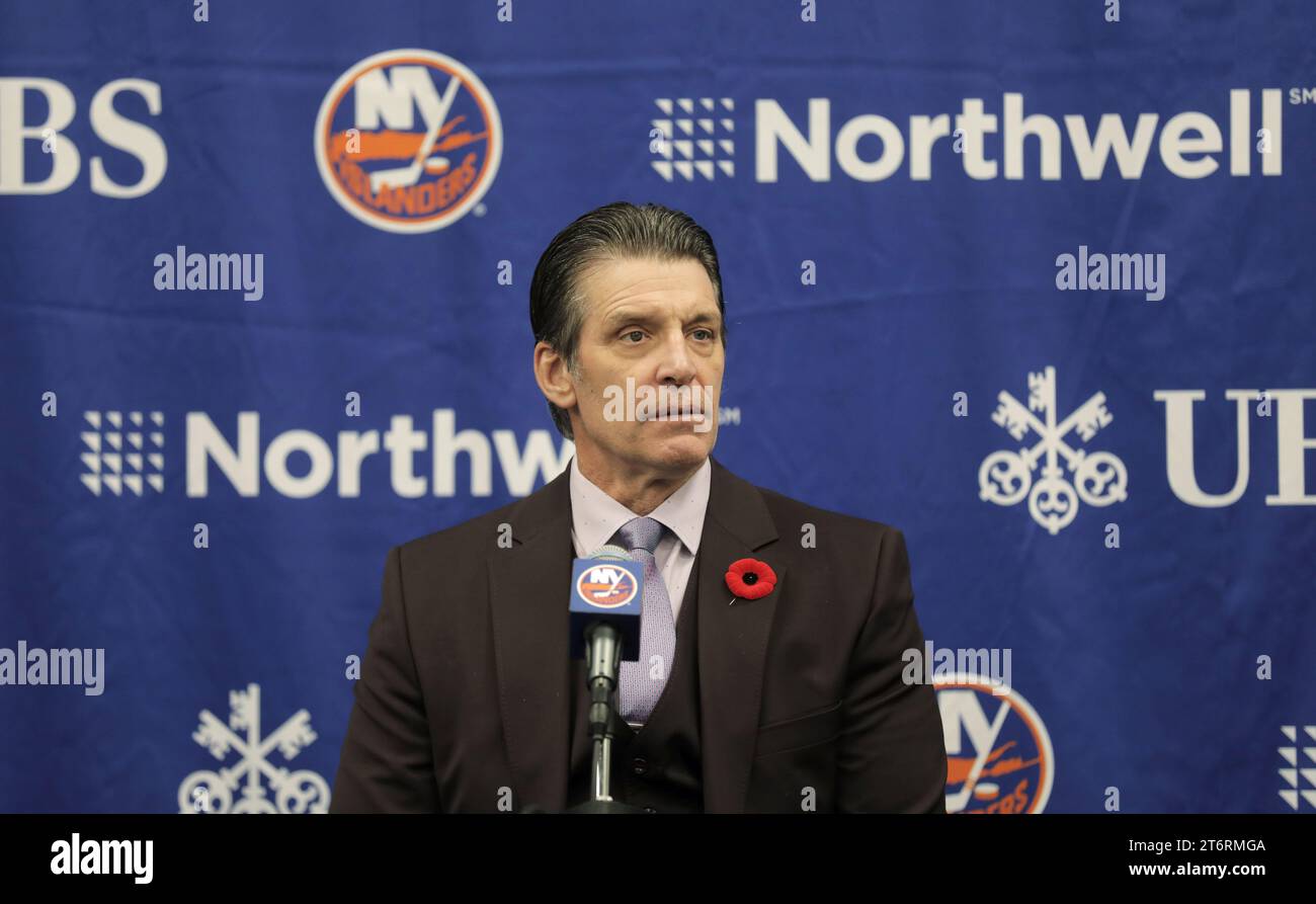 New York Islanders head coach Lane Lambert addresses the media after ...