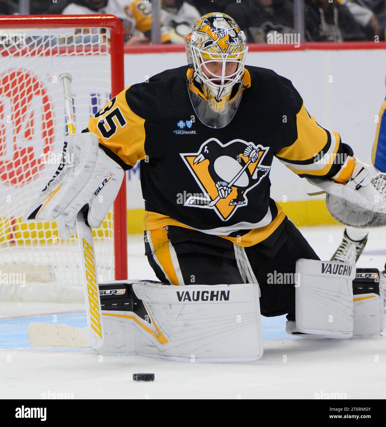 Pittsburgh Penguins goaltender Tristan Jarry (35) makes one of his 36 ...