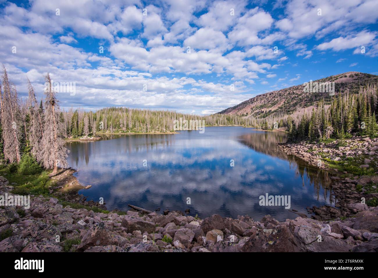 Scenic landscape of cuberant lake area, Mirror Lake Highway, Uinta ...