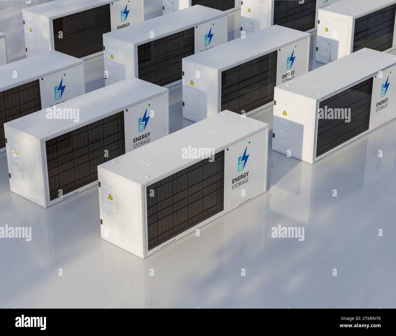 3d rendering group of energy storage system or battery container units ...