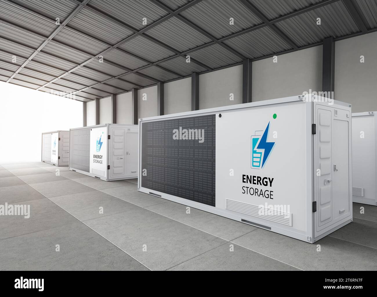 3d rendering group of energy storage system or battery container units ...