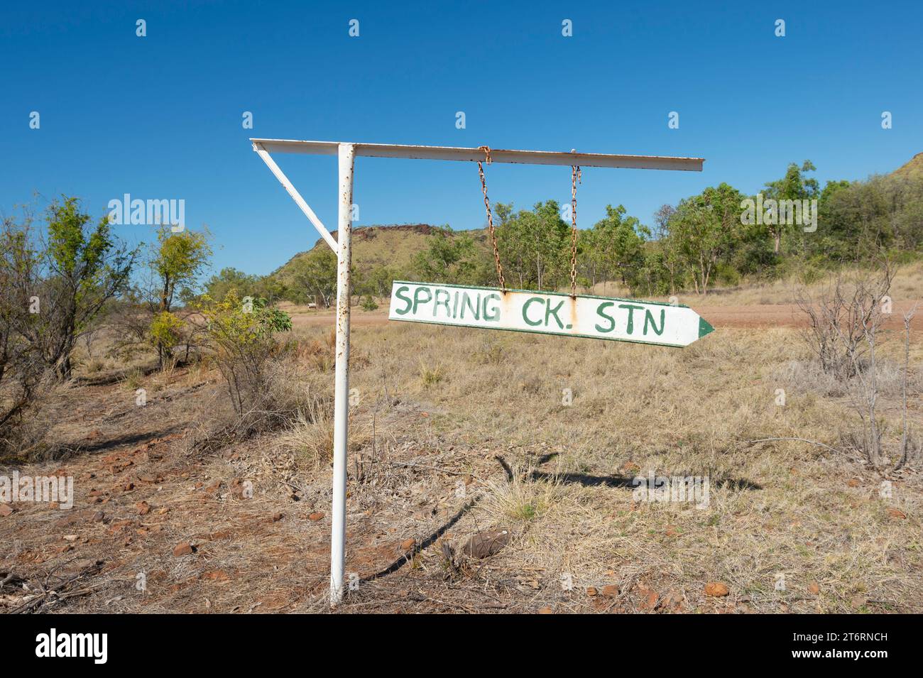 Sign for Spring Creek Station, a remote cattle station in the Kimberley ...