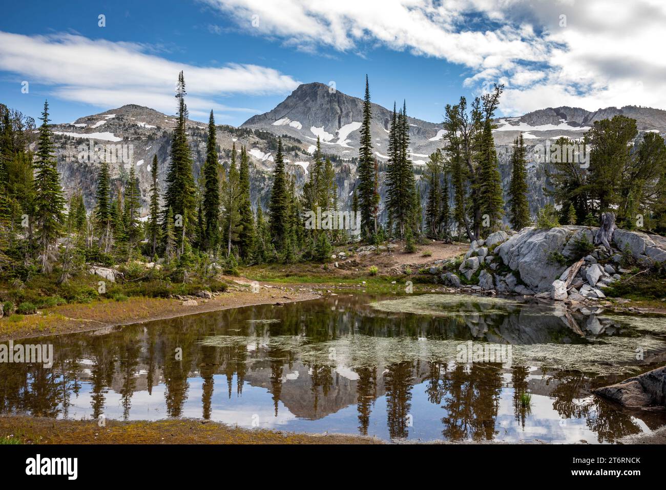 OR02712-00...OREGON - Eagle Cap Peak reflection in a small tarn in the ...