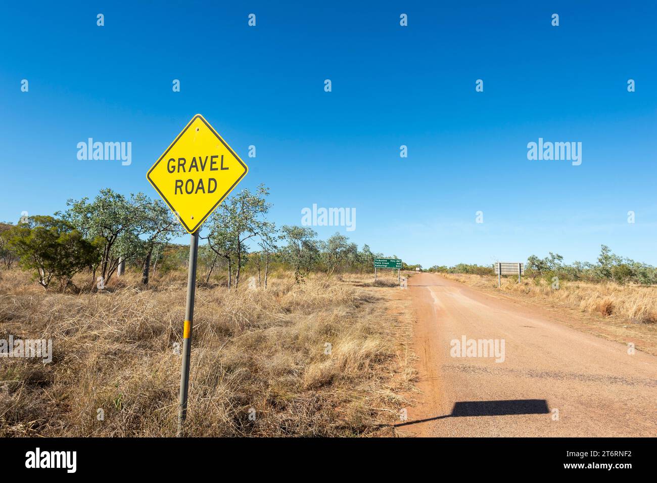 Gravel road sign along the Duncan Road, a remote backroad between ...