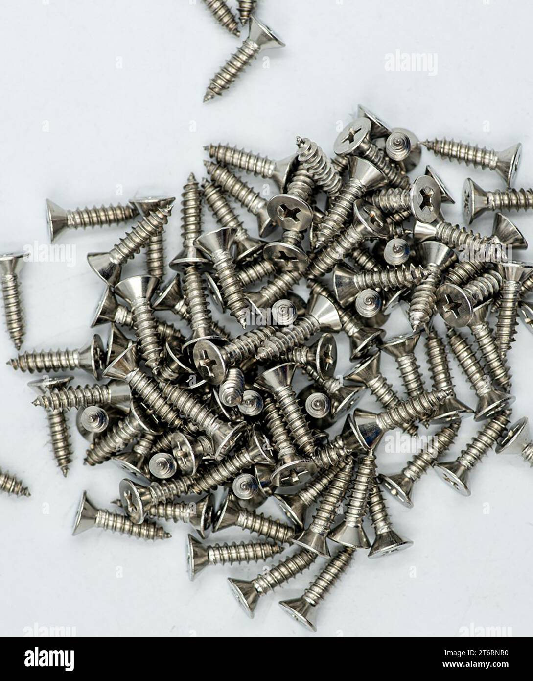 Wood screws arranged on white background Stock Photo - Alamy