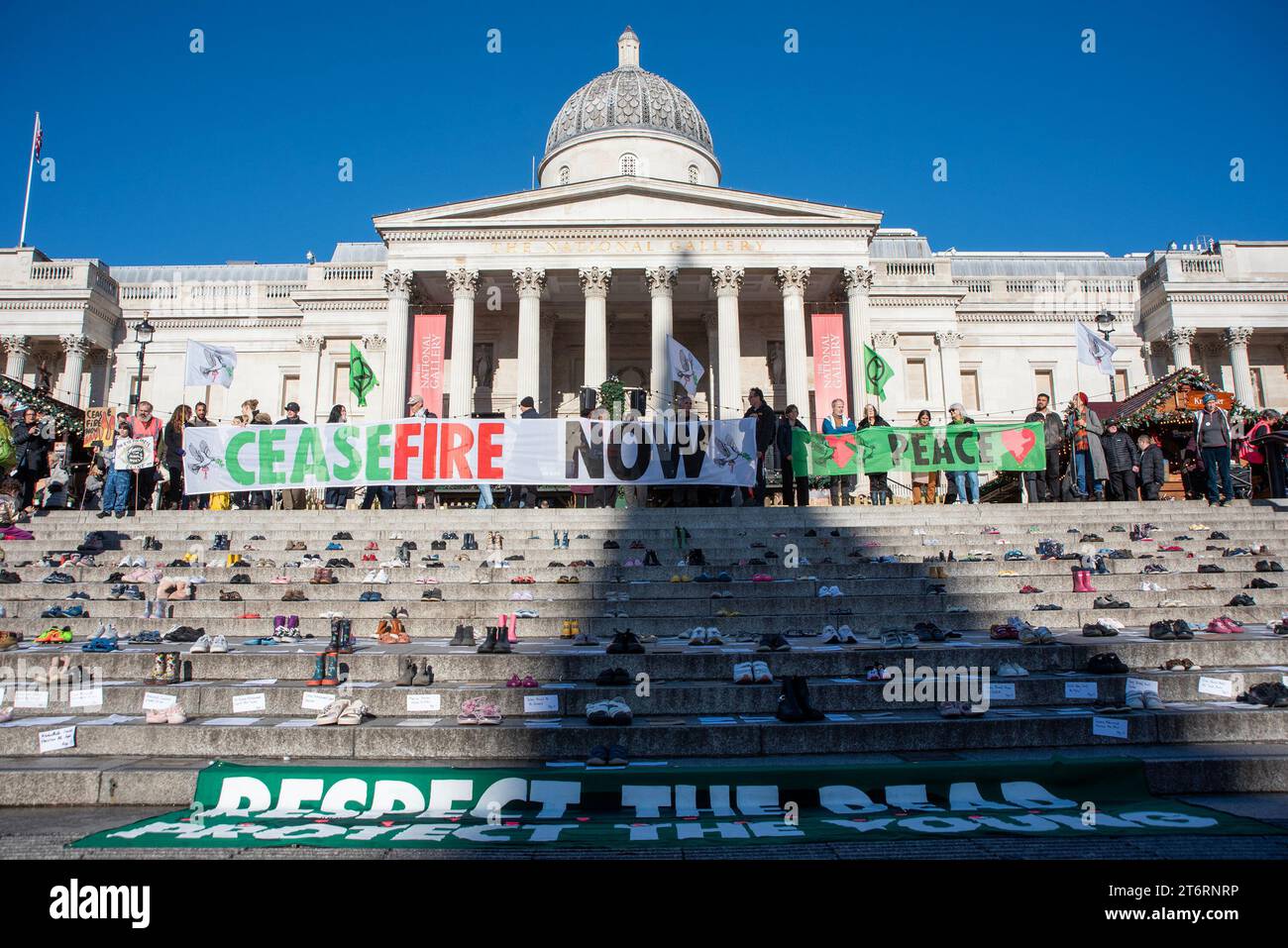 Hundreds of pair of shoes displayed on the stairs of the National ...