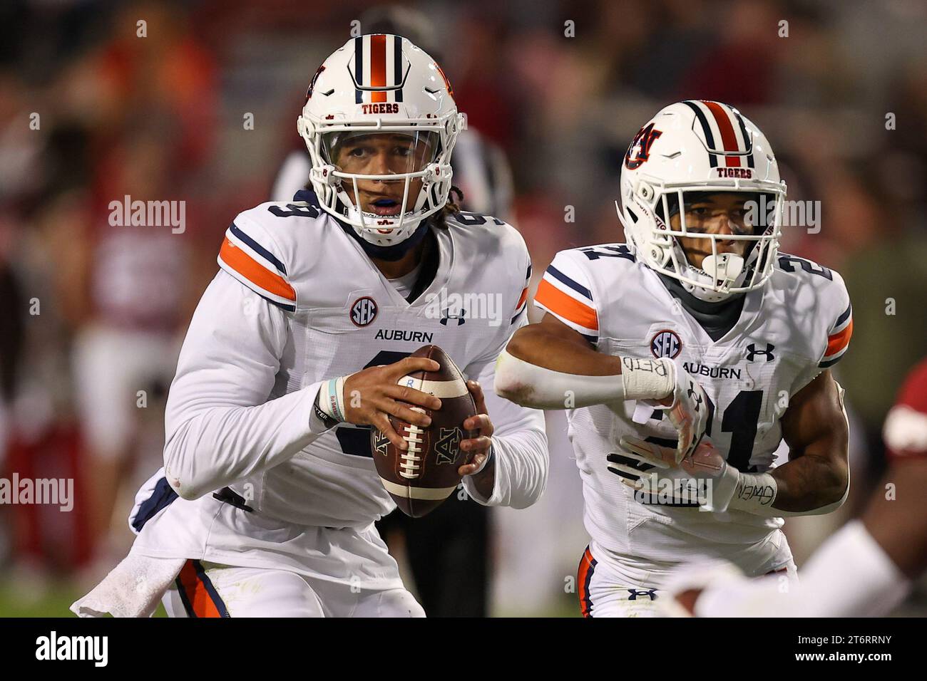 November 11, 2023: Tigers QB Robby Ashford #9 fakes to the ball to his ...