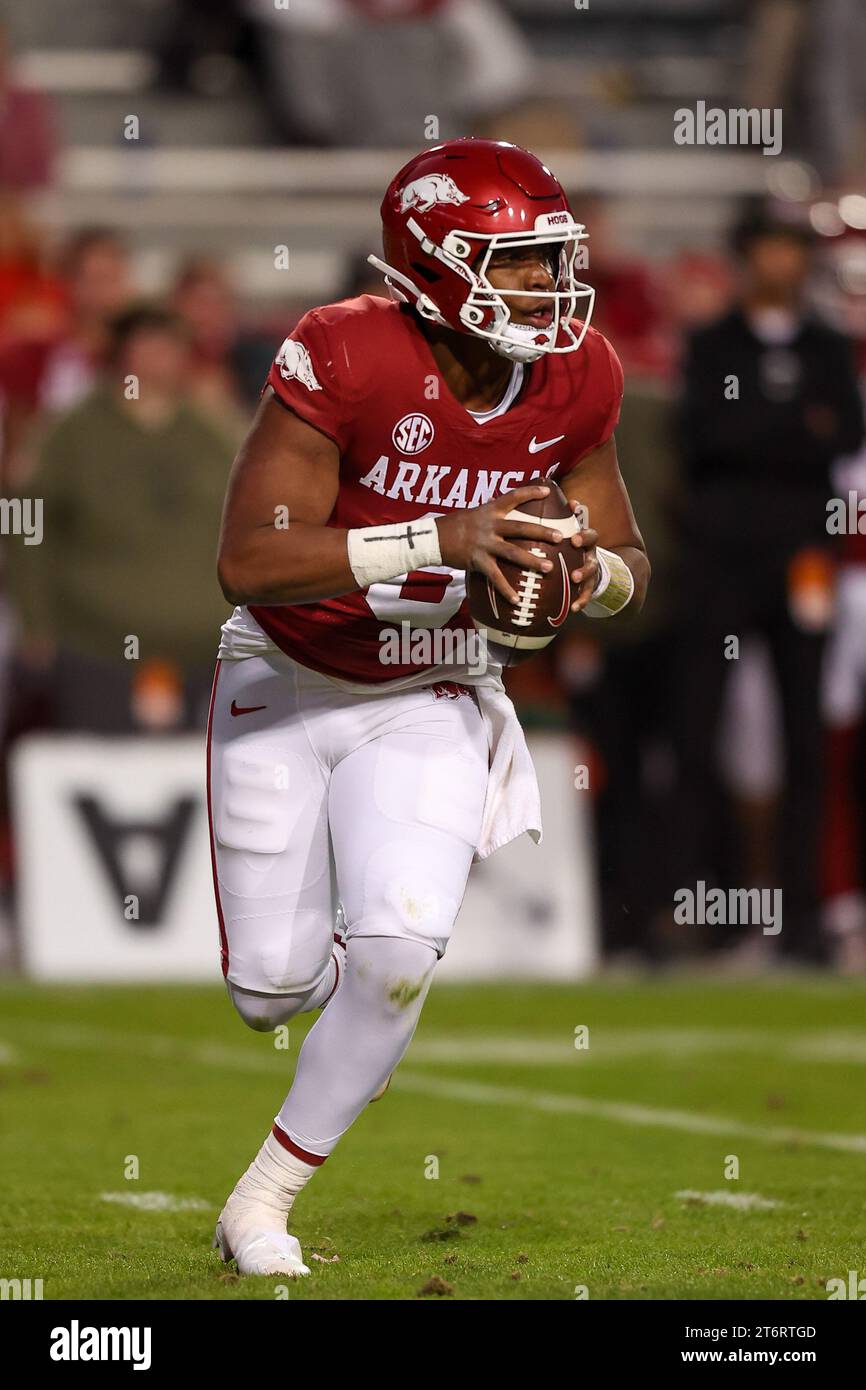 November 11, 2023: Jacolby Criswell #6 Razorback QB rolls out of the ...