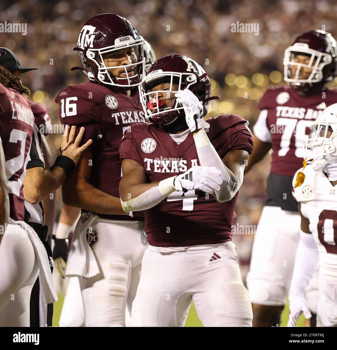 November 11, 2023: Texas A&M quarterback Jaylen Henderson (16) and ...