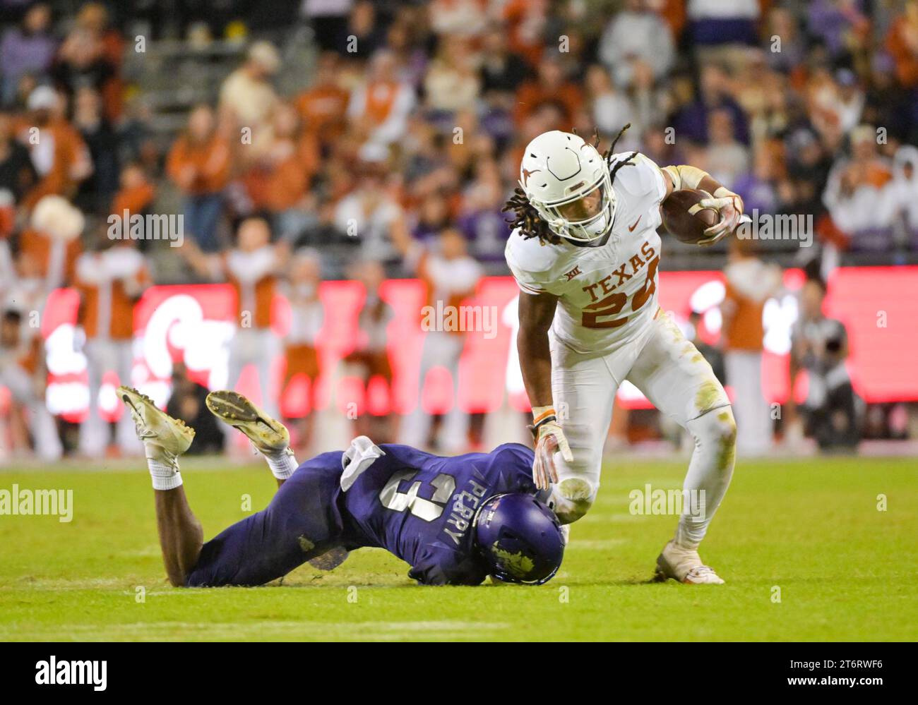 November 11 2023: TCU Horned Frogs safety Mark Perry (3) tackles Texas ...