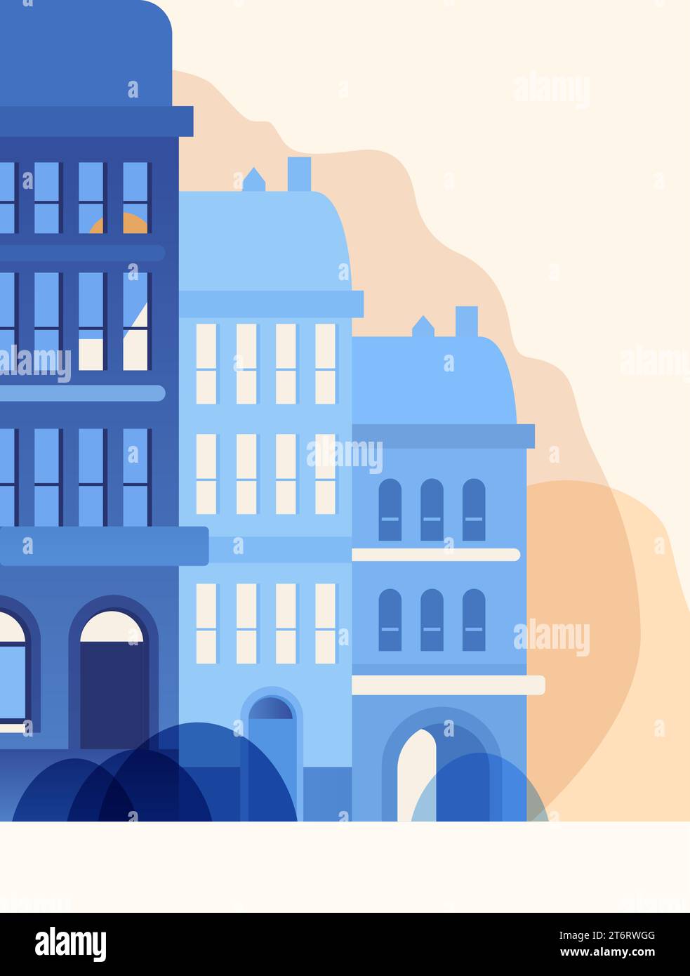 silhouette blue city buildings urban cityscape vertical Stock Vector ...