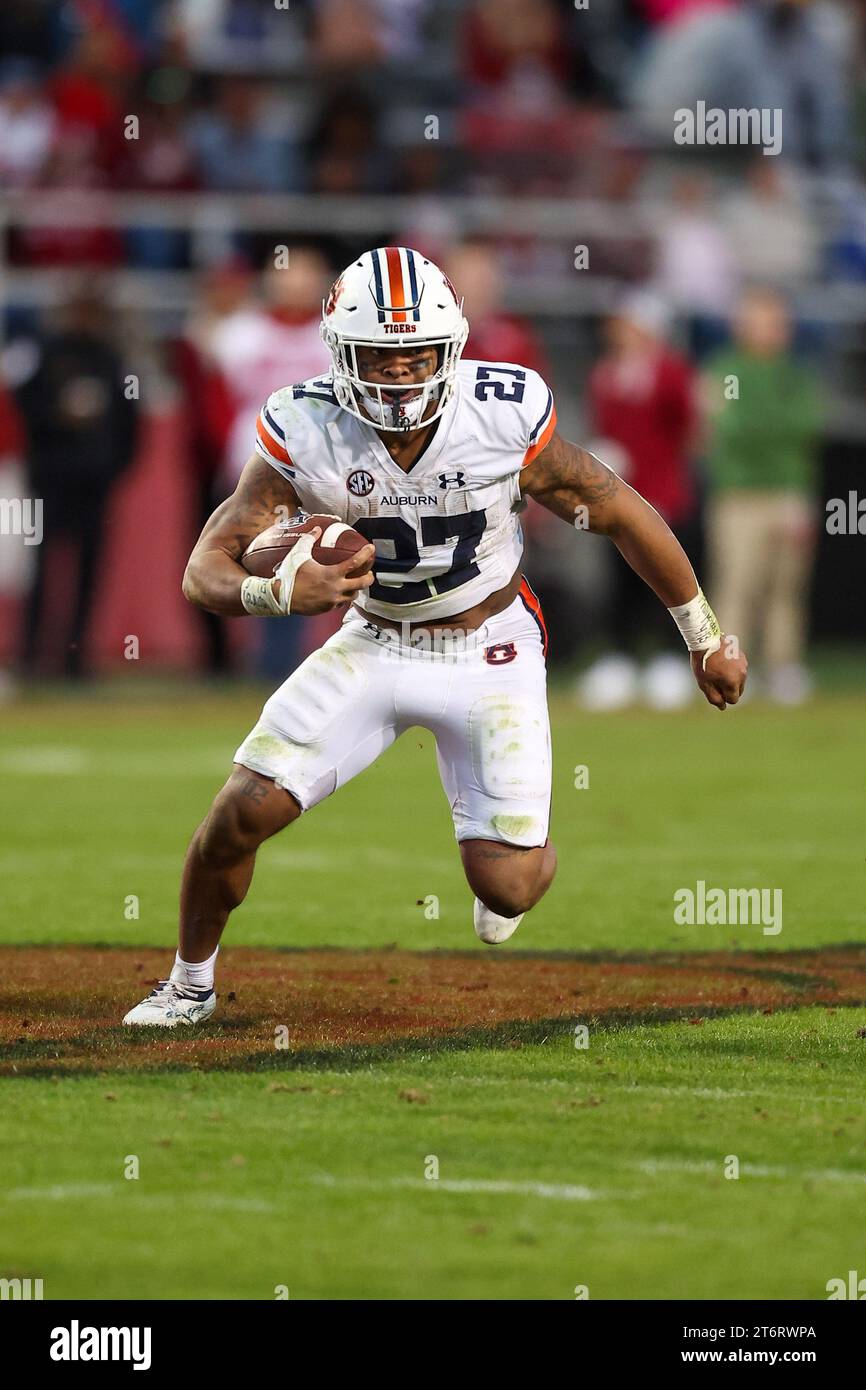November 11, 2023: Tigers running back Jarquez Hunter #27 comes across ...
