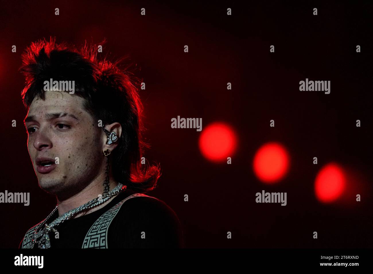 Mexican singer Peso Pluma performs in concert at the Foro Sol in Mexico ...