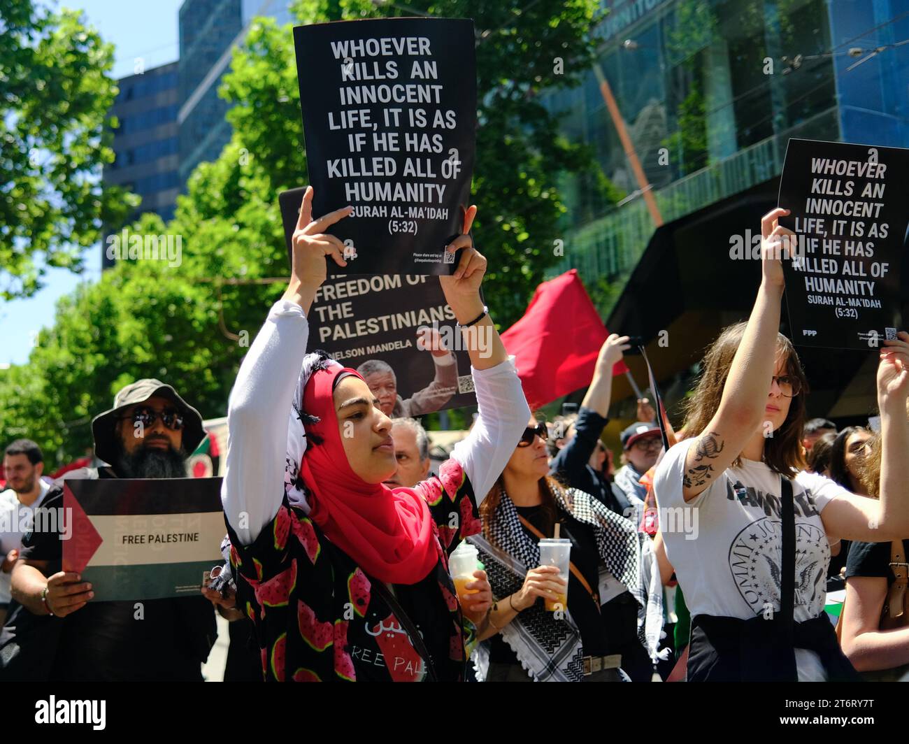 Melbourne CBD, 12 November 2023: Free Palestine protestors walk through ...