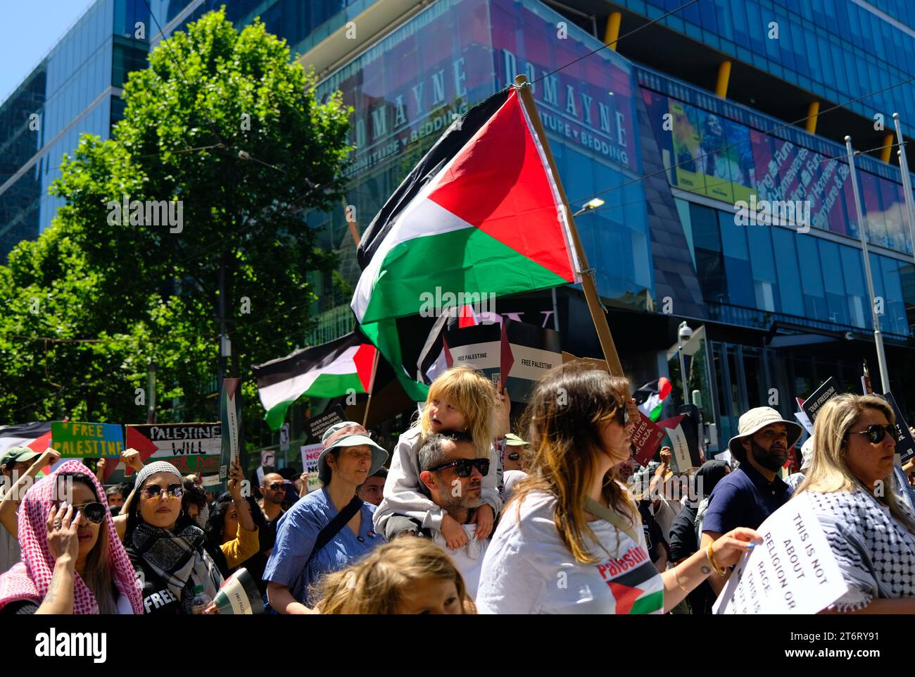Melbourne CBD, 12 November 2023: Free Palestine protestors walk through ...