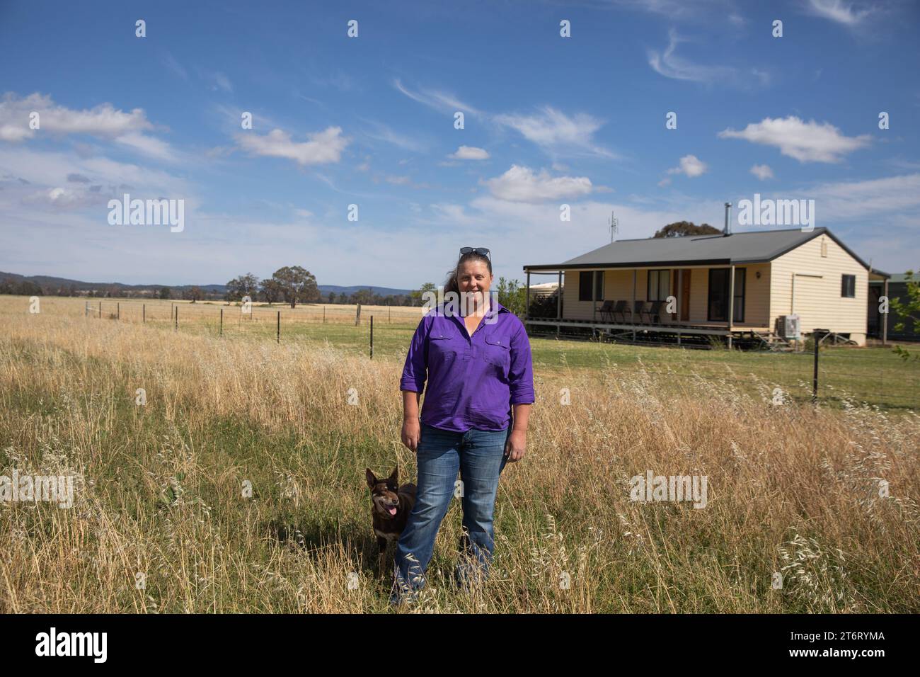 Kim Storey and dog Ruby in Eugowra, NSW, Monday, November 6, 2023. (AAP ...